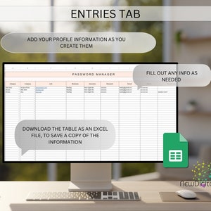 Password Manager Spreadsheet| Password Tracker|password List|google ...
