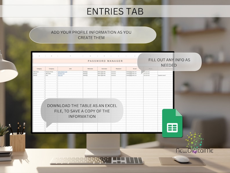 Password Manager Spreadsheet| Password Tracker|password List|google ...