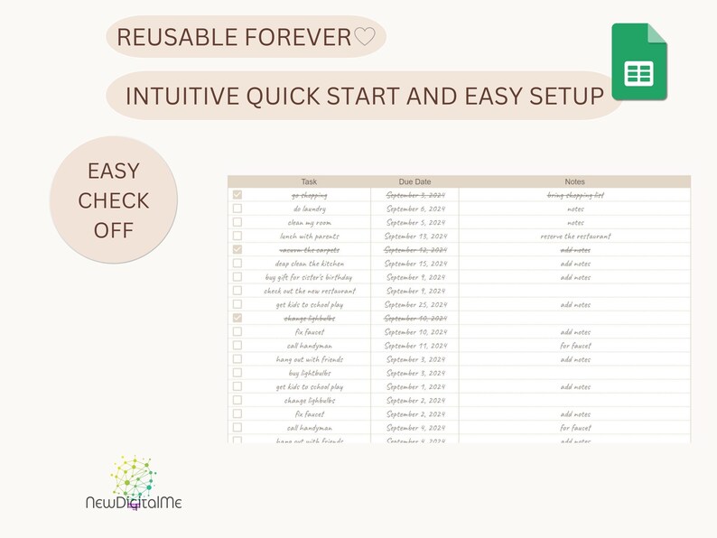 Checkmark to Do List, Easy Monthly Calendar, Daily Schedule, Routine ...