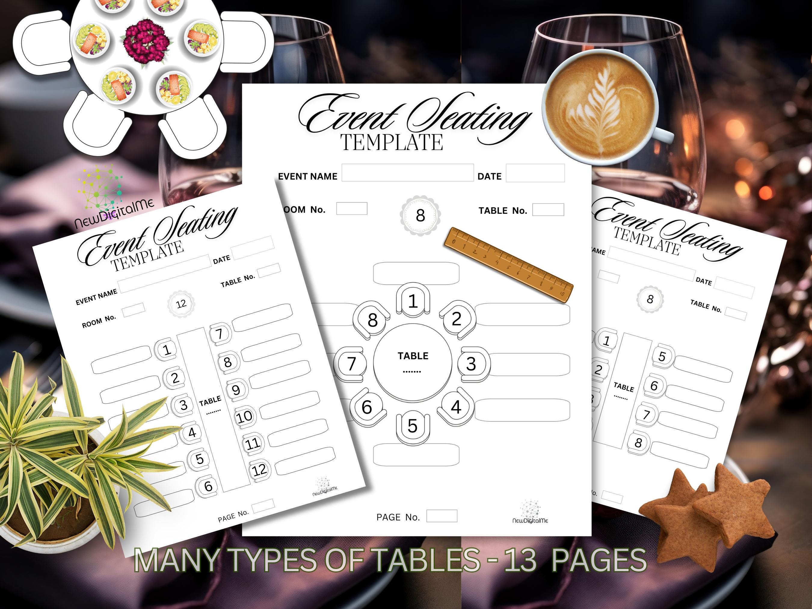 Printable Event Seating Chart Template, Wedding Table Seating ...