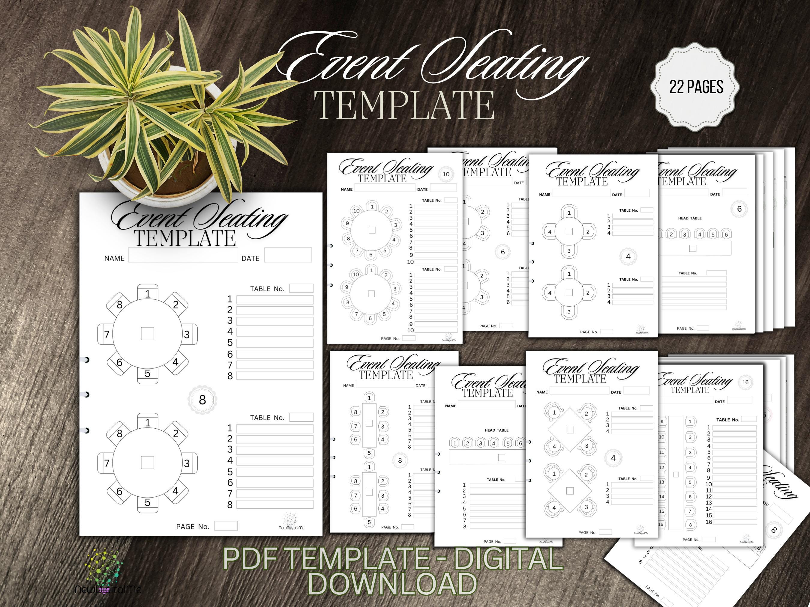 Printable Event Seating Chart Template, Wedding Table Seating ...