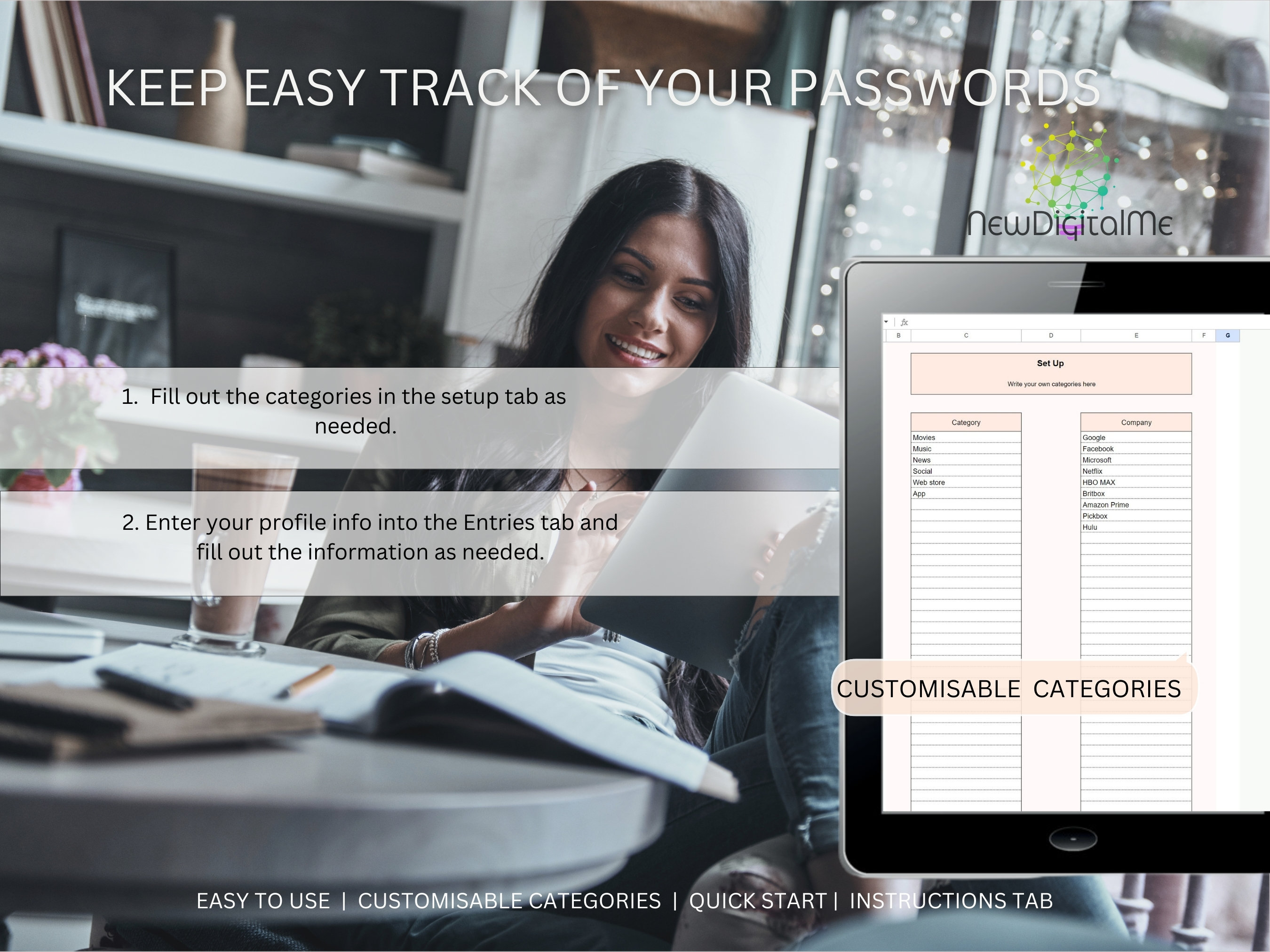 Password Manager Spreadsheet| Password Tracker|password List|google ...