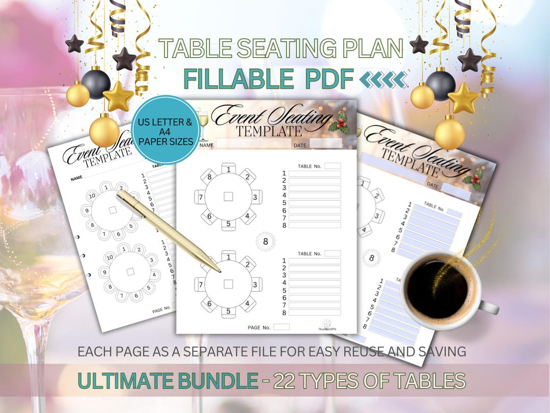 Printable Fillable Event Seating Chart Template, Wedding Table Seating ...