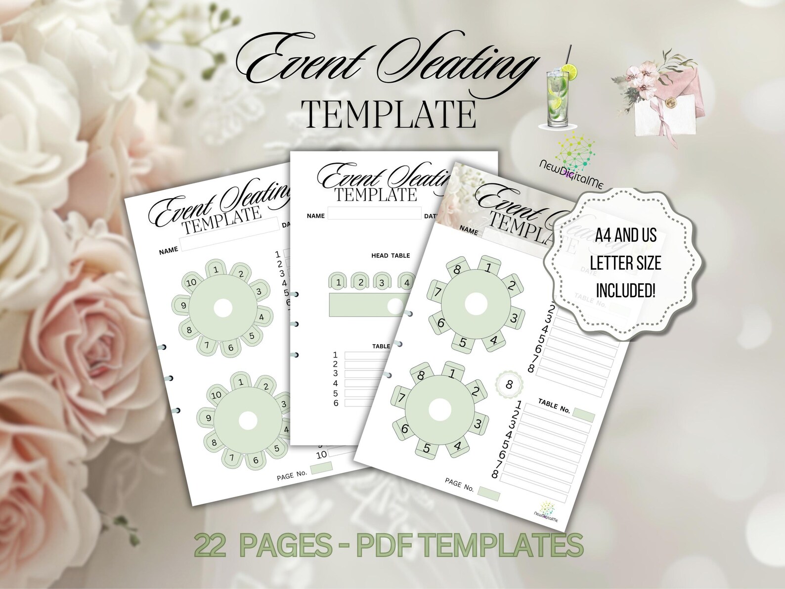 Printable Event Seating Chart Template, Wedding Table Seating ...