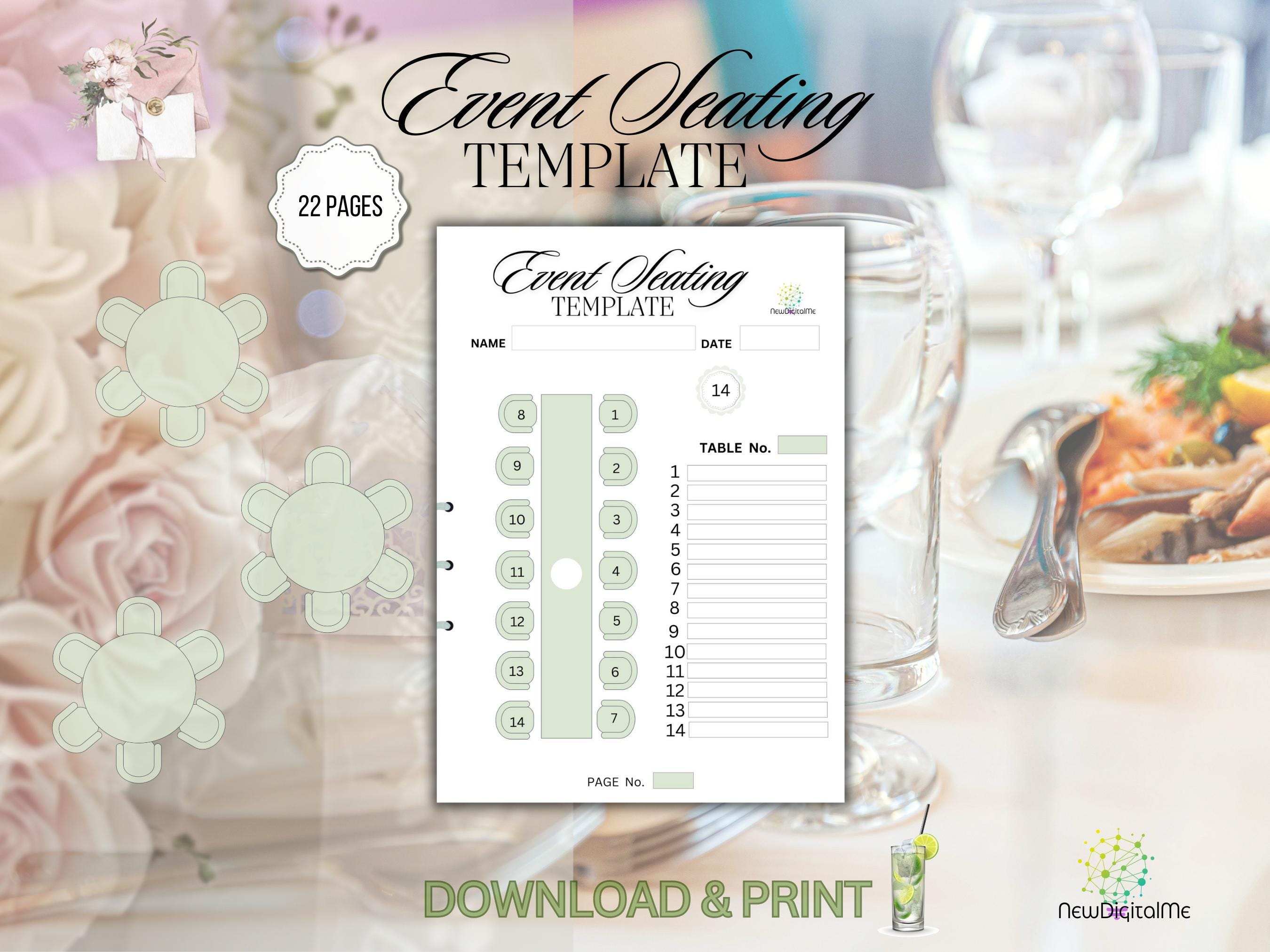 Printable Event Seating Chart Template, Wedding Table Seating ...