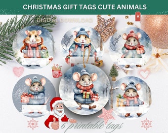Merry Christmas Gift Tags Digital Download Printable Cute Gift Tags - Etsy