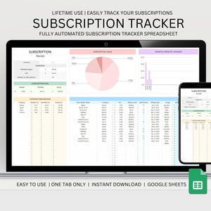 Subscription Tracker Spreadsheet | Budget Planner | Subscription ...