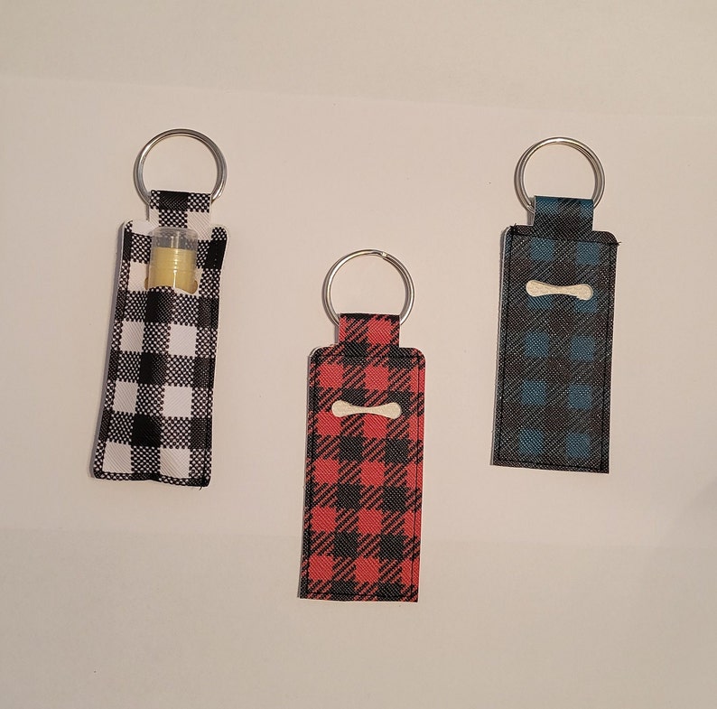 Plaid Lip Balm Holder Keychains red, Green, White Plaid - Etsy