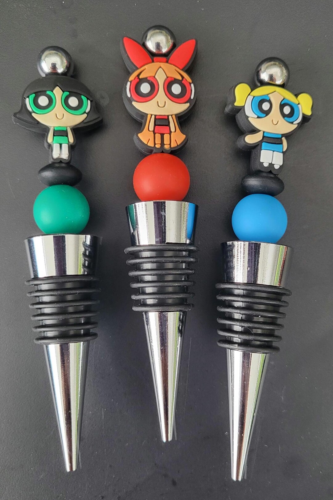 Puff Girls Beaded Wine Stoppers Sugar Spice Everything Nice Power - Etsy