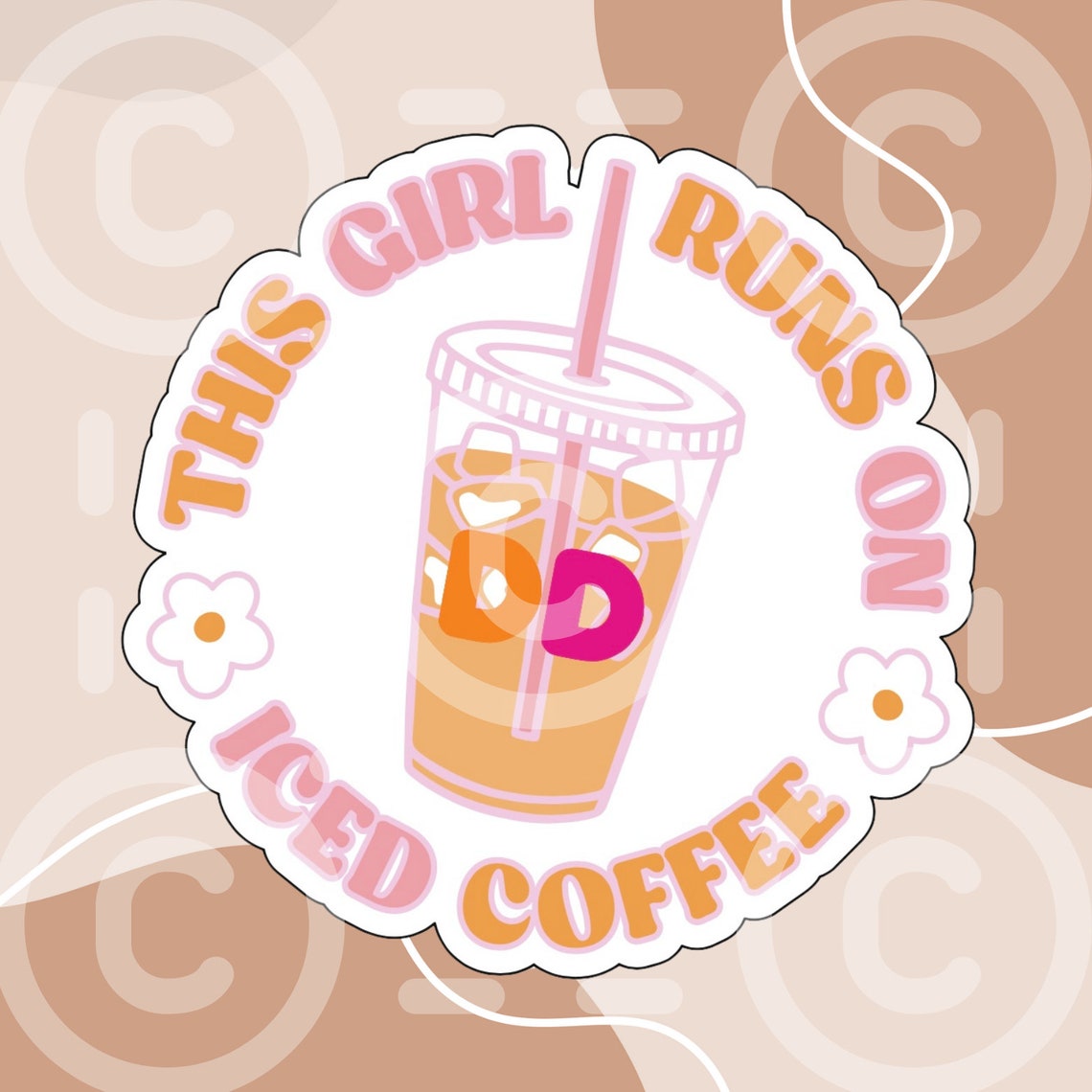 Iced Coffee Stickers: Pink Girlie Vinyl Decals for Tumblers - Etsy