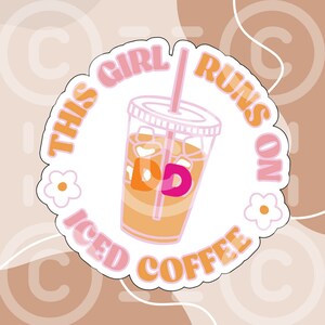 Iced Coffee Stickers: Pink Girlie Vinyl Decals for Tumblers - Etsy