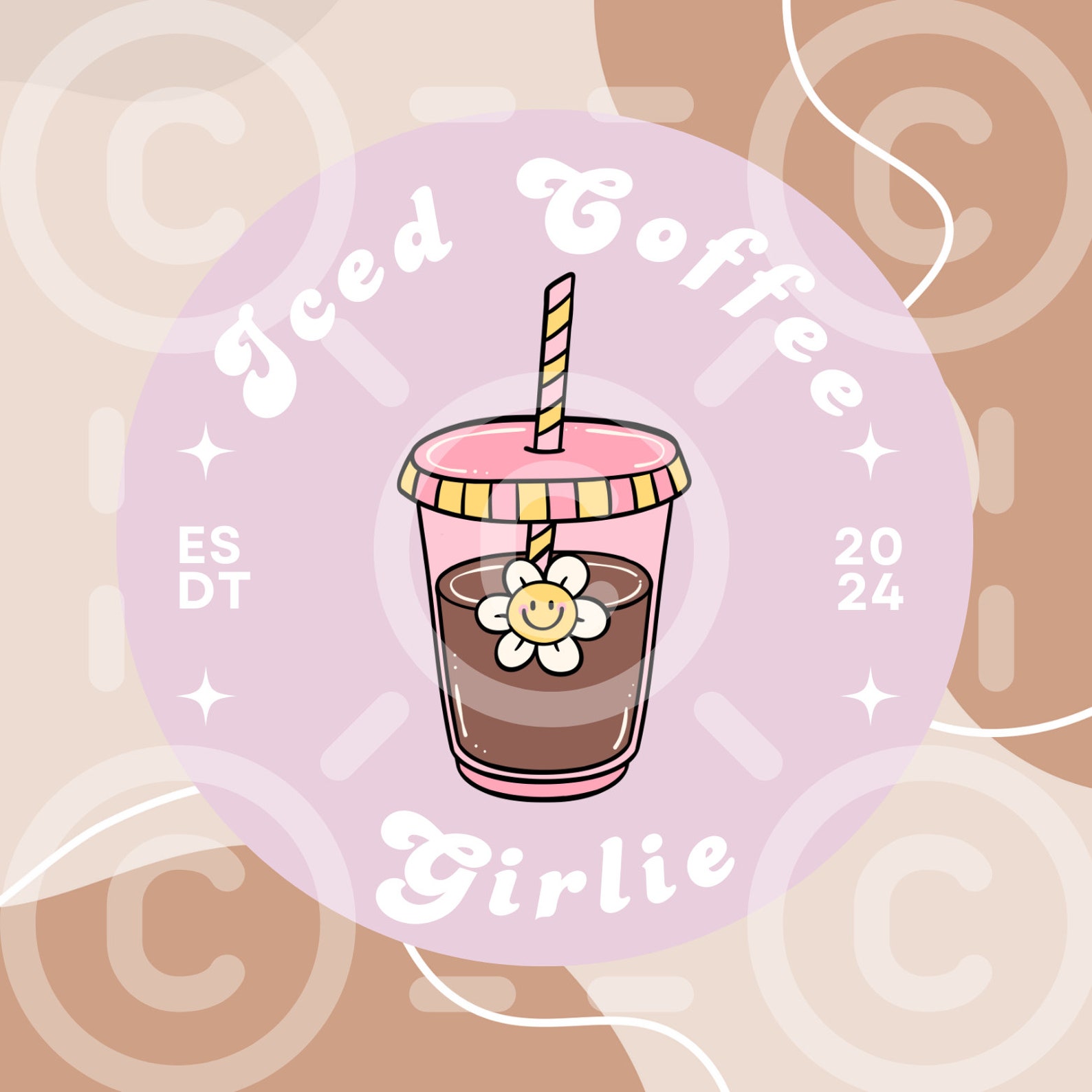 Iced Coffee Stickers: Pink Girlie Vinyl Decals for Tumblers - Etsy