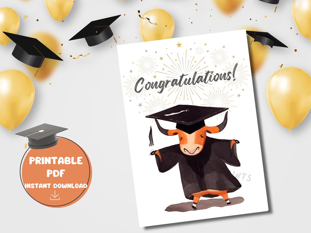 Longhorn Graduation Day Card, Printable Longhorn Cards, Congratulations ...