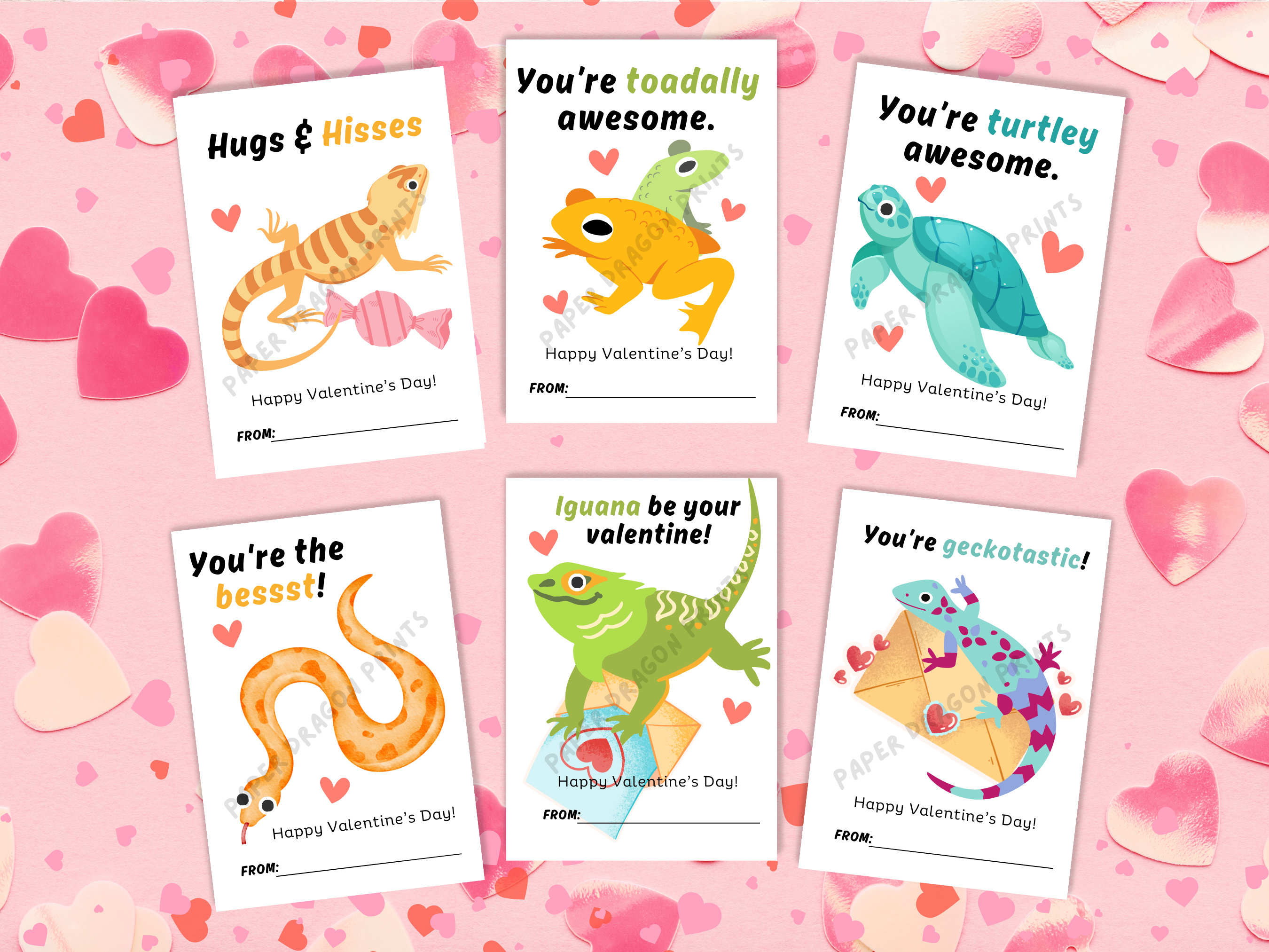 Printable Reptile Pun Valentine's Day Cards, Classroom Valentine's Day ...