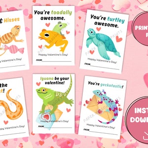 Printable Reptile Pun Valentine's Day Cards, Classroom Valentine's Day ...