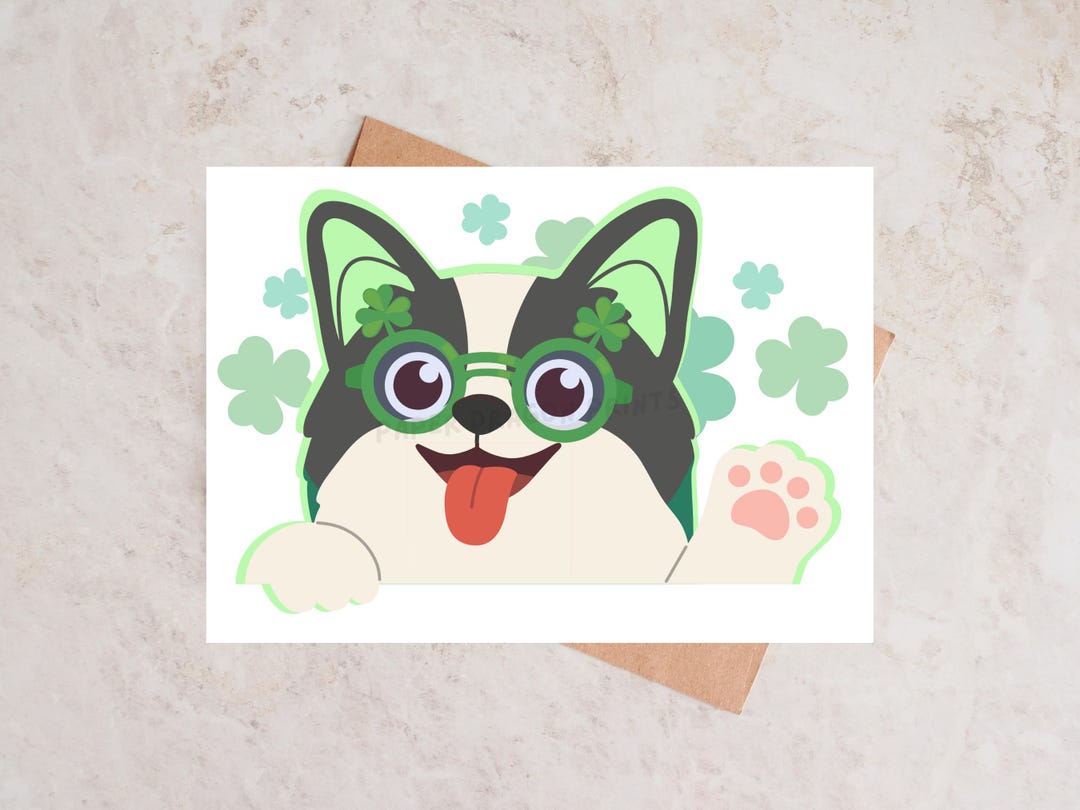 Printable Happy St Patrick's Day Corgi Card, St Pats Day Cards, St ...