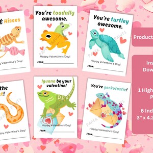 Printable Reptile Pun Valentine's Day Cards, Classroom Valentine's Day ...