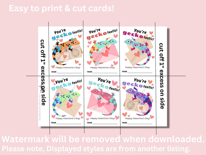 Printable Colorful Gecko Valentine's Day Cards, Classroom Valentine's ...