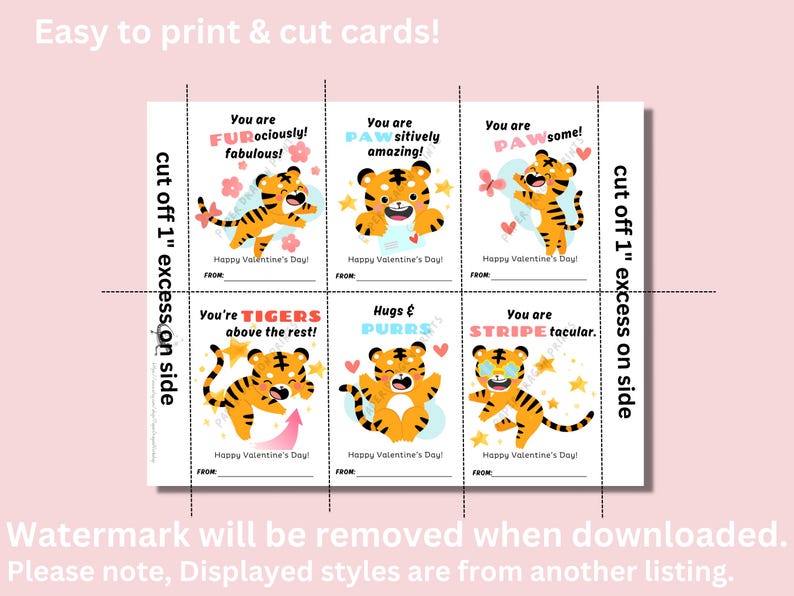 Printable Tiger Valentine's Day Cards, Classroom Valentine's Day Cards ...