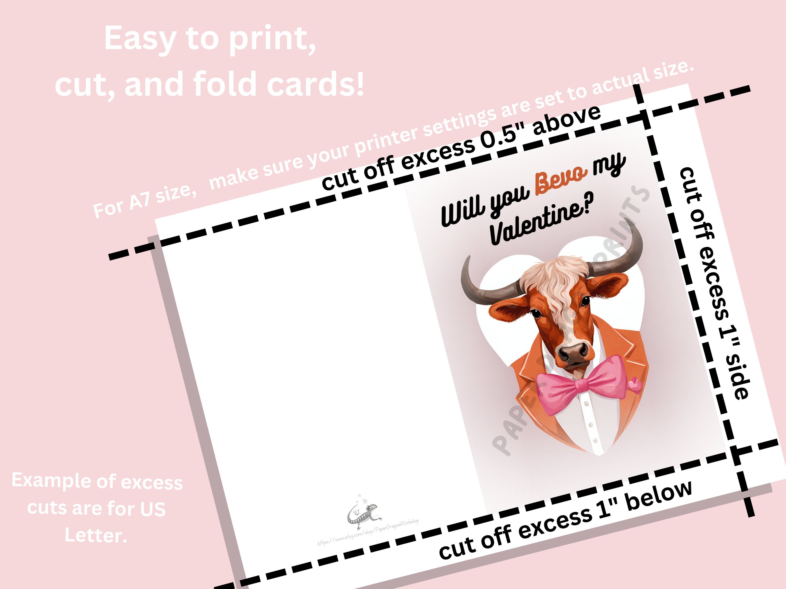 Longhorn Valentine's Day Card, Printable Longhorn Cards, Digital Cards ...