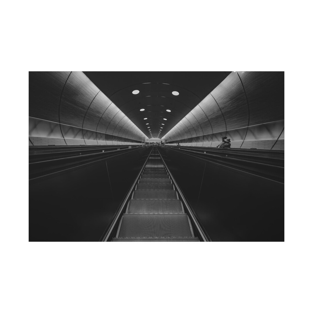 Monochrome Escalator Canvas Print, Minimalist Urban Loft Decor - Etsy