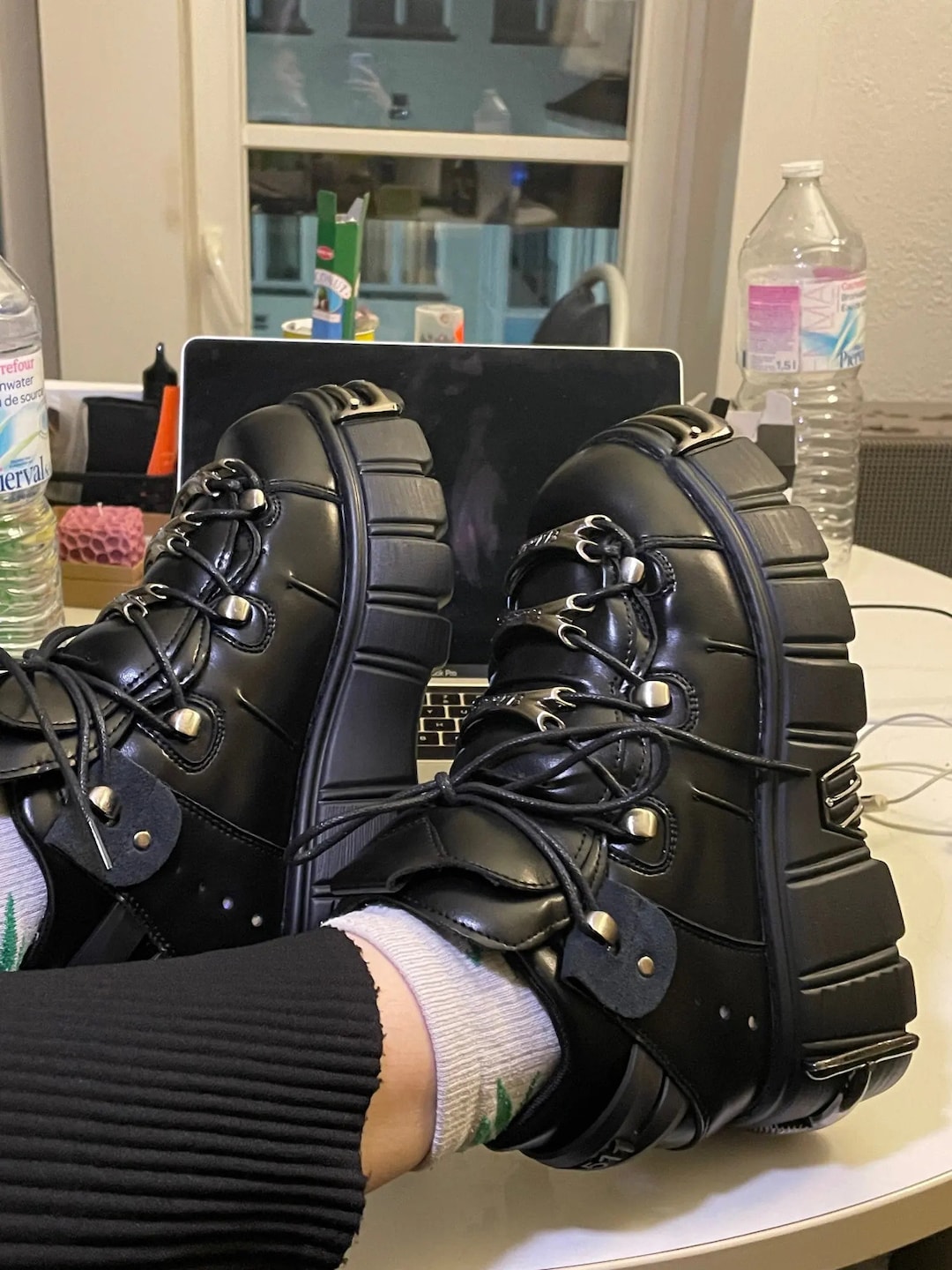 Punk Gothic Knee High Boots / Goth Emo Fashion Statement / Unique Boots ...