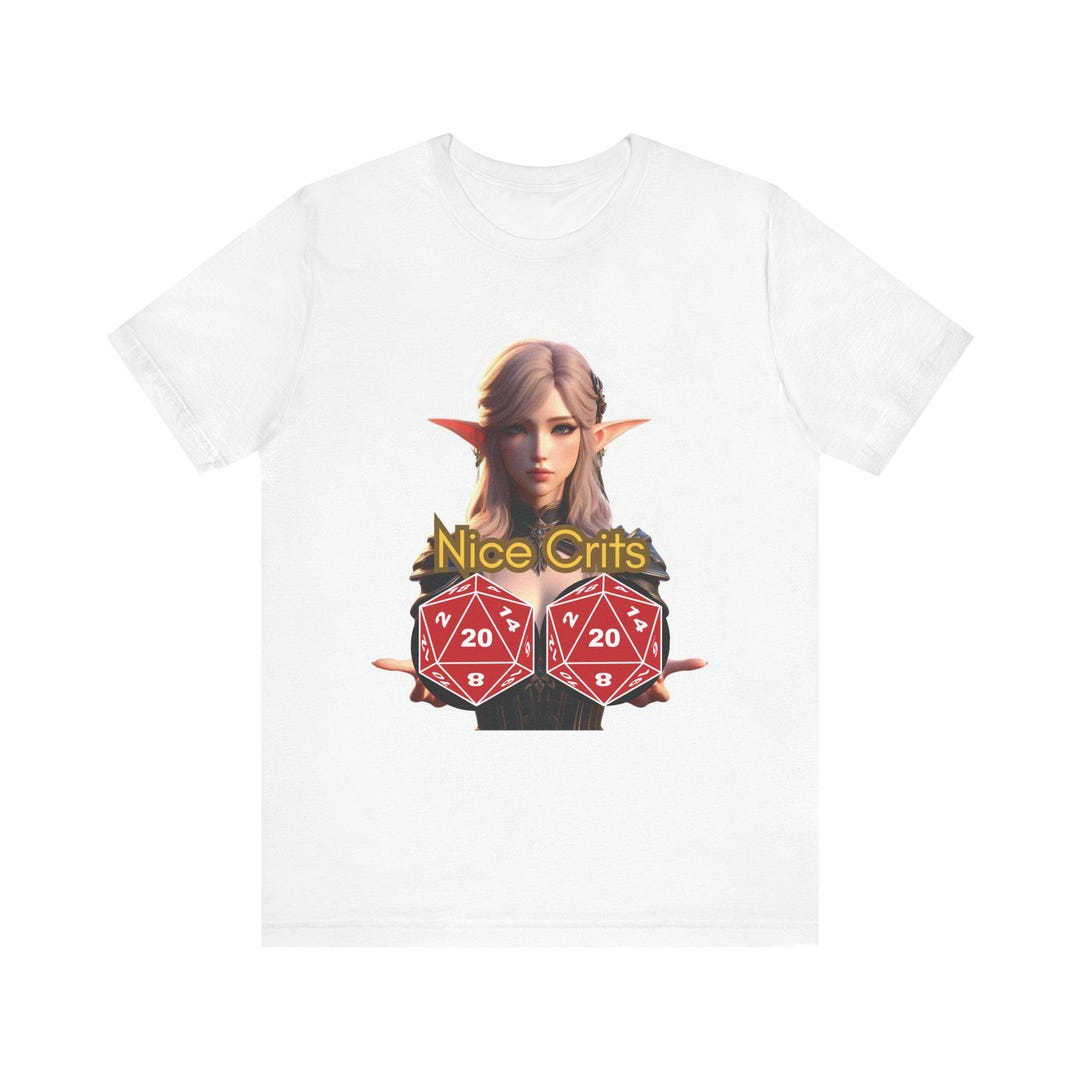 D&D Nice Crits Unisex Tee, Dungeons Dragons Elf D20 Dice Roleplaying ...