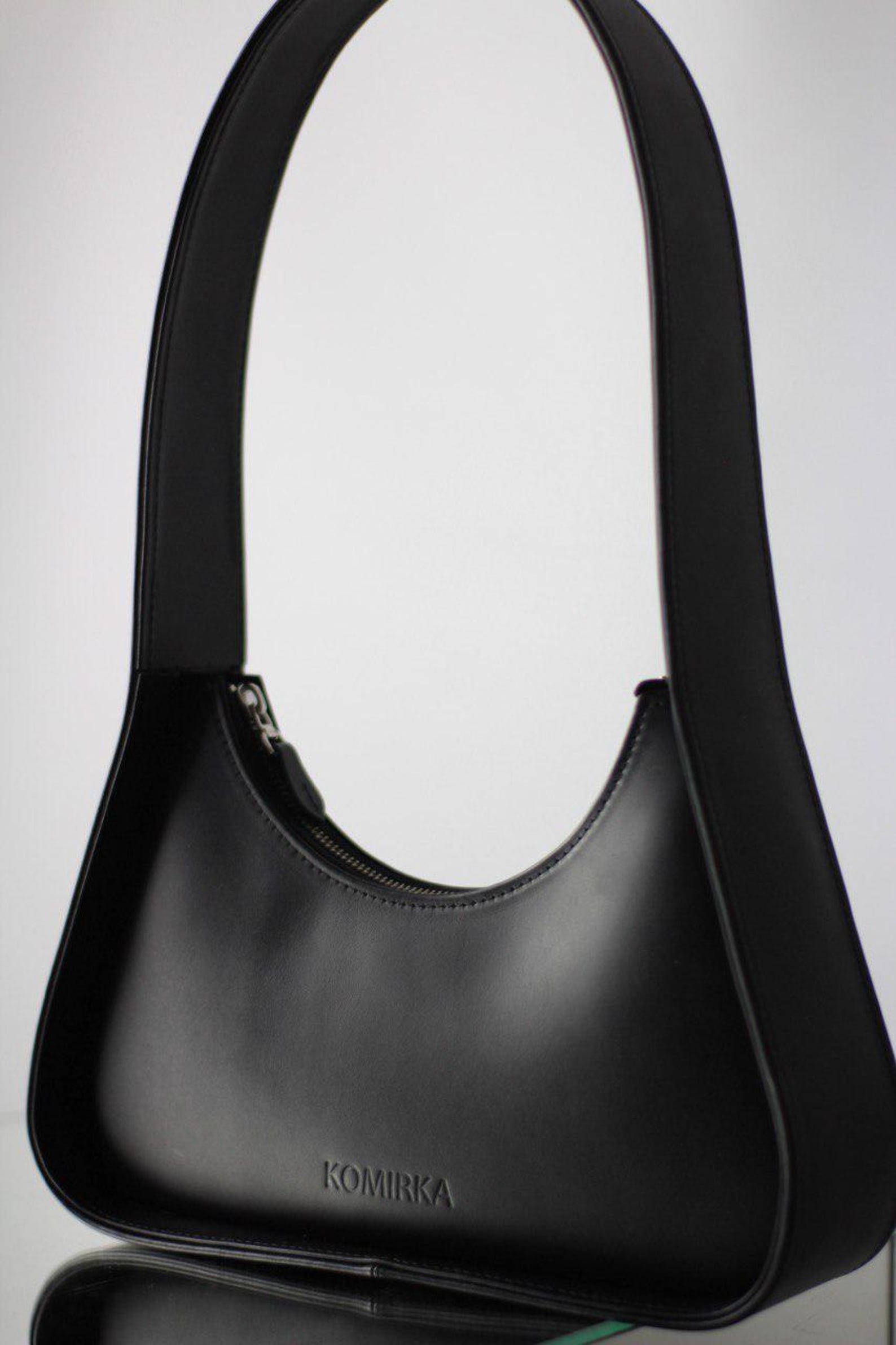 Brown Leather Baguette Purse, Minimalist Aesthetic Handbag, Genuine ...