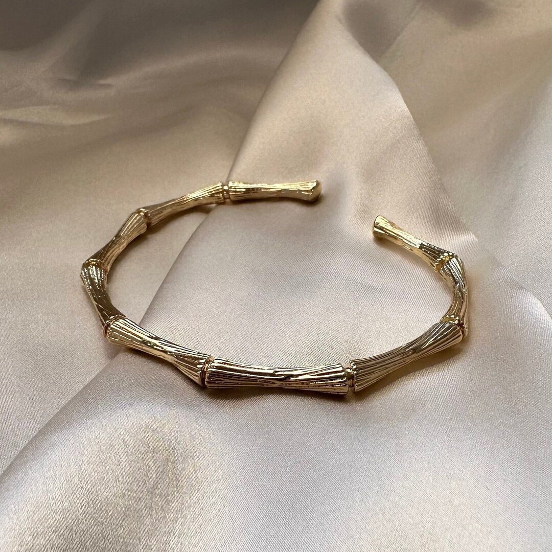 Gold Adjustable Bangle Bracelet, Gold Plated Bangle, Adjustable Simple ...