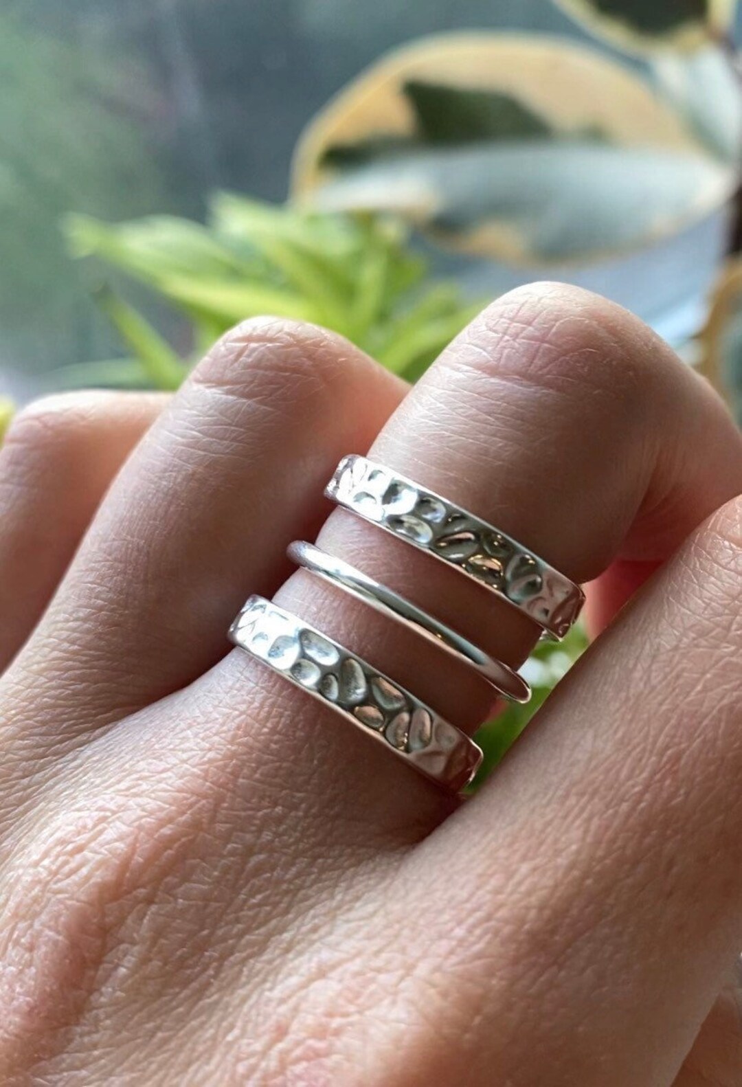 Tall Silver Stacking Ring, Triple Layer Ring, 3 Tier Ring, Silver ...