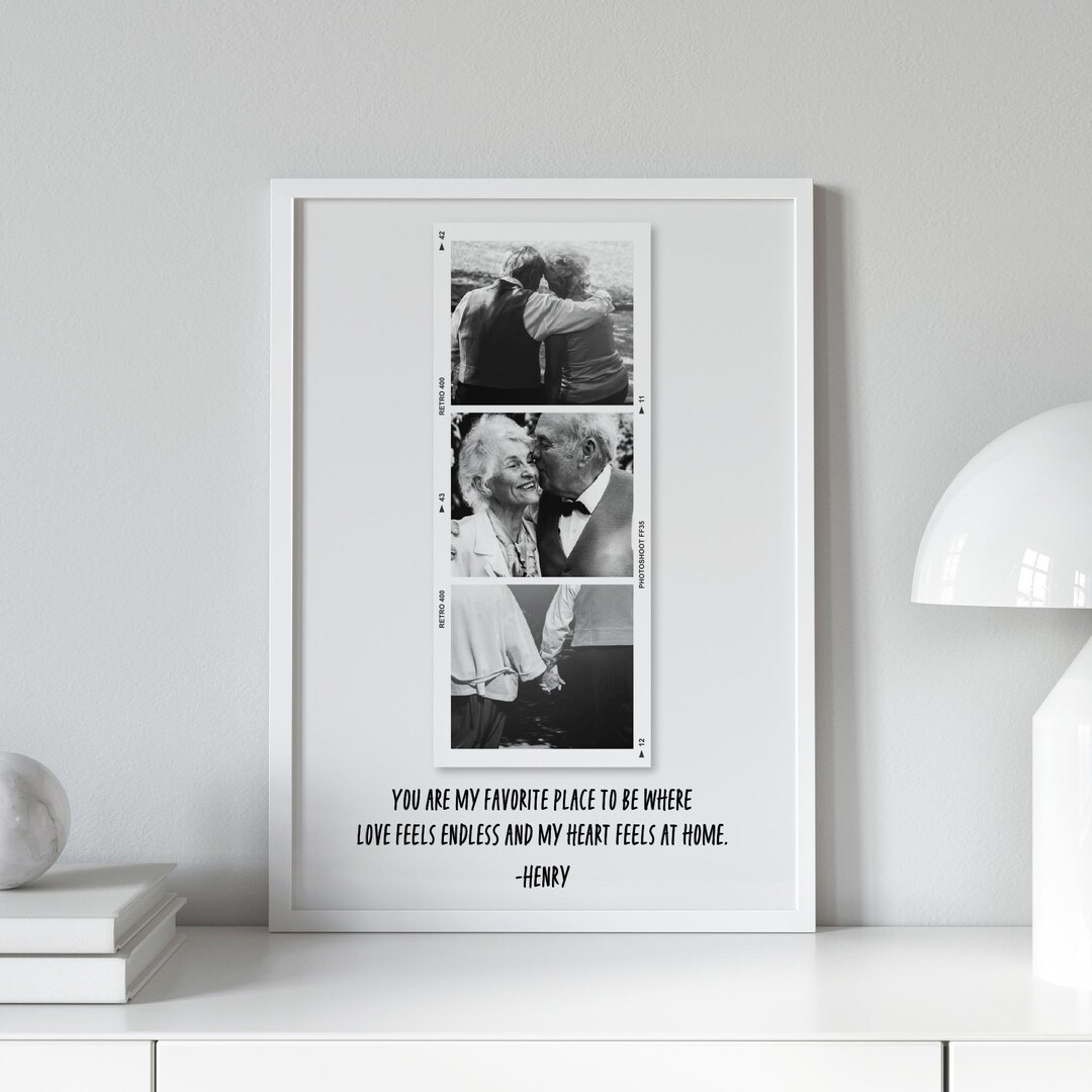 Personalised Couple Photo Print, Custom Anniversary Gift, Romantic ...