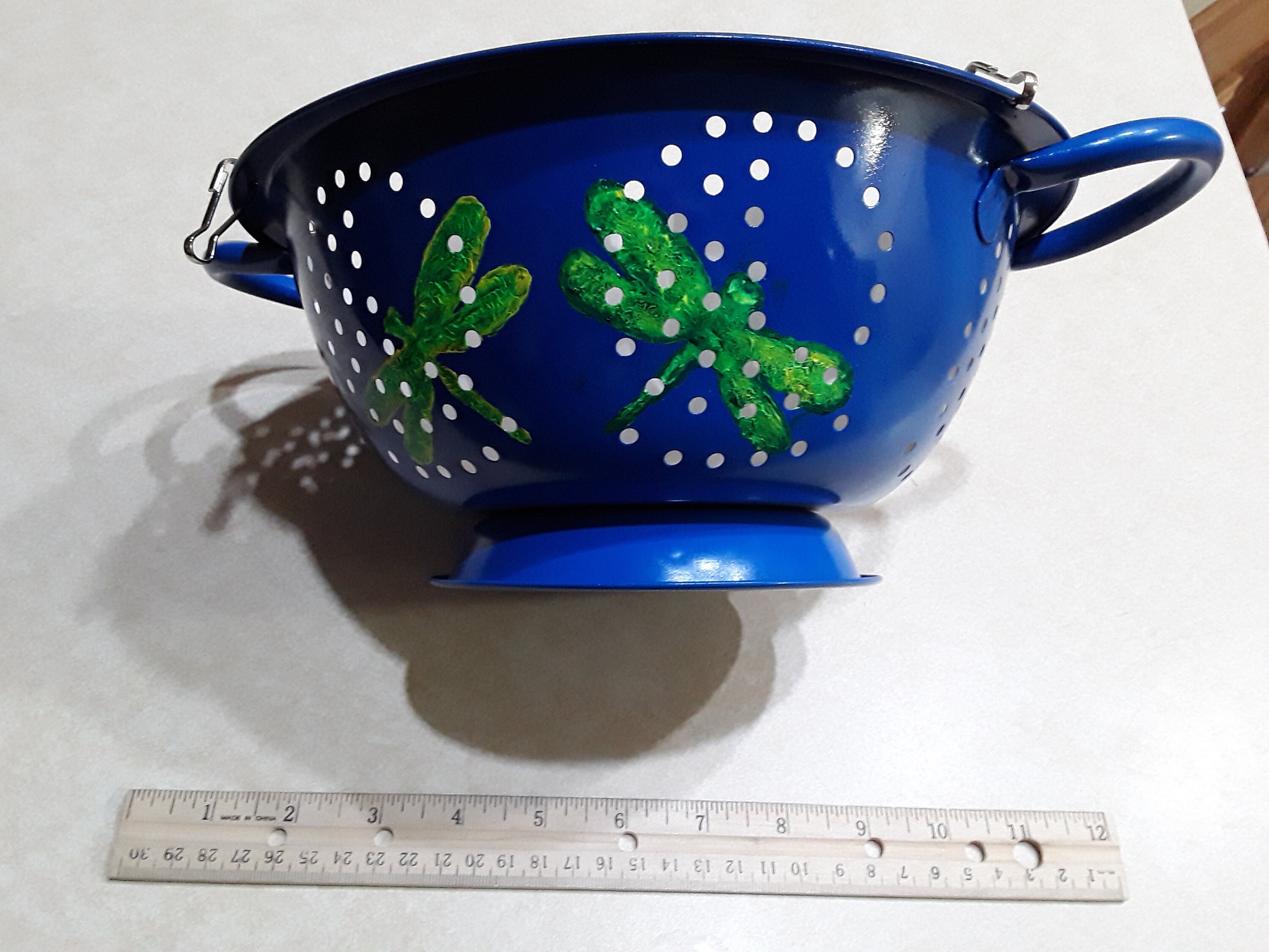 Hanging Planter- Hand Painted Colander 10" Blue- Skucp02 - Etsy