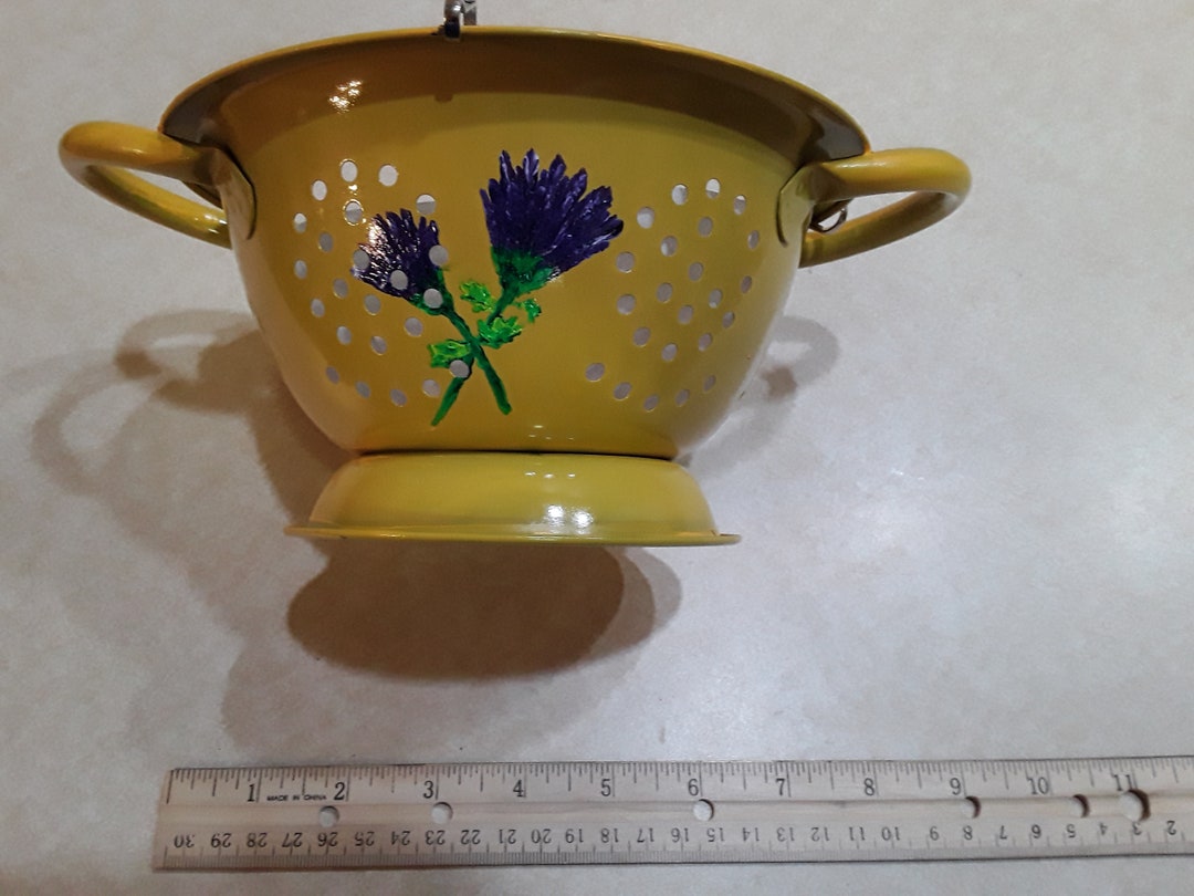 Hanging Planter- Hand Painted Colander 8" Yellow- Skucp06 - Etsy