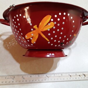 Hanging Planter- Hand Painted Colander 10" Red- Skucp12 - Etsy