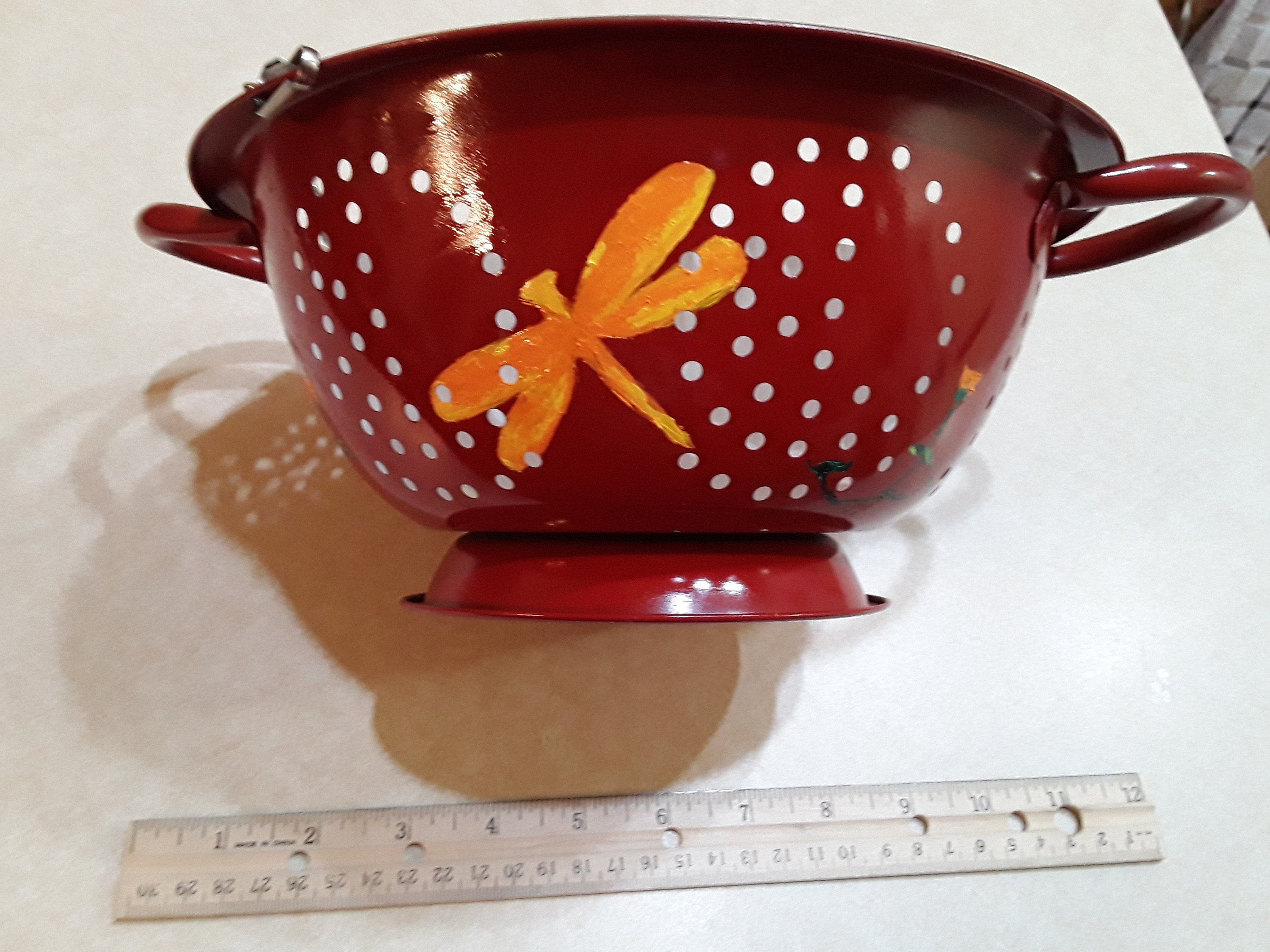 Hanging Planter- Hand Painted Colander 10" Red- Skucp12 - Etsy