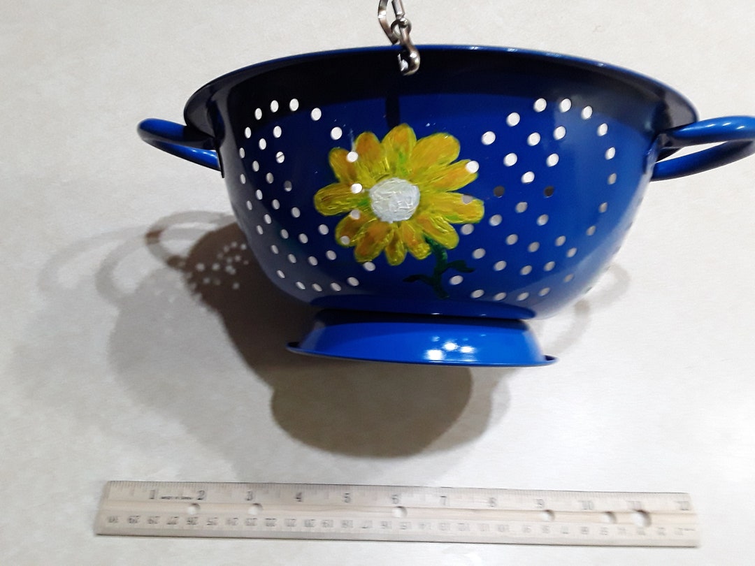 Hanging Planter- Hand Painted Colander 10" Blue- Skucp02 - Etsy