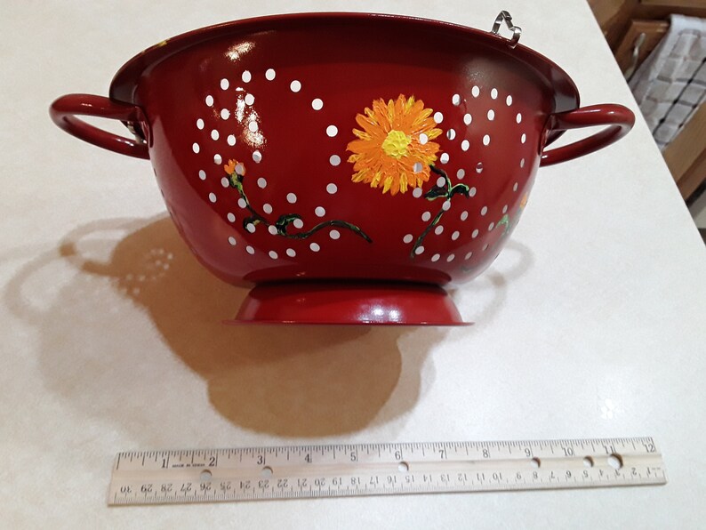 Hanging Planter- Hand Painted Colander 10" Red- Skucp12 - Etsy