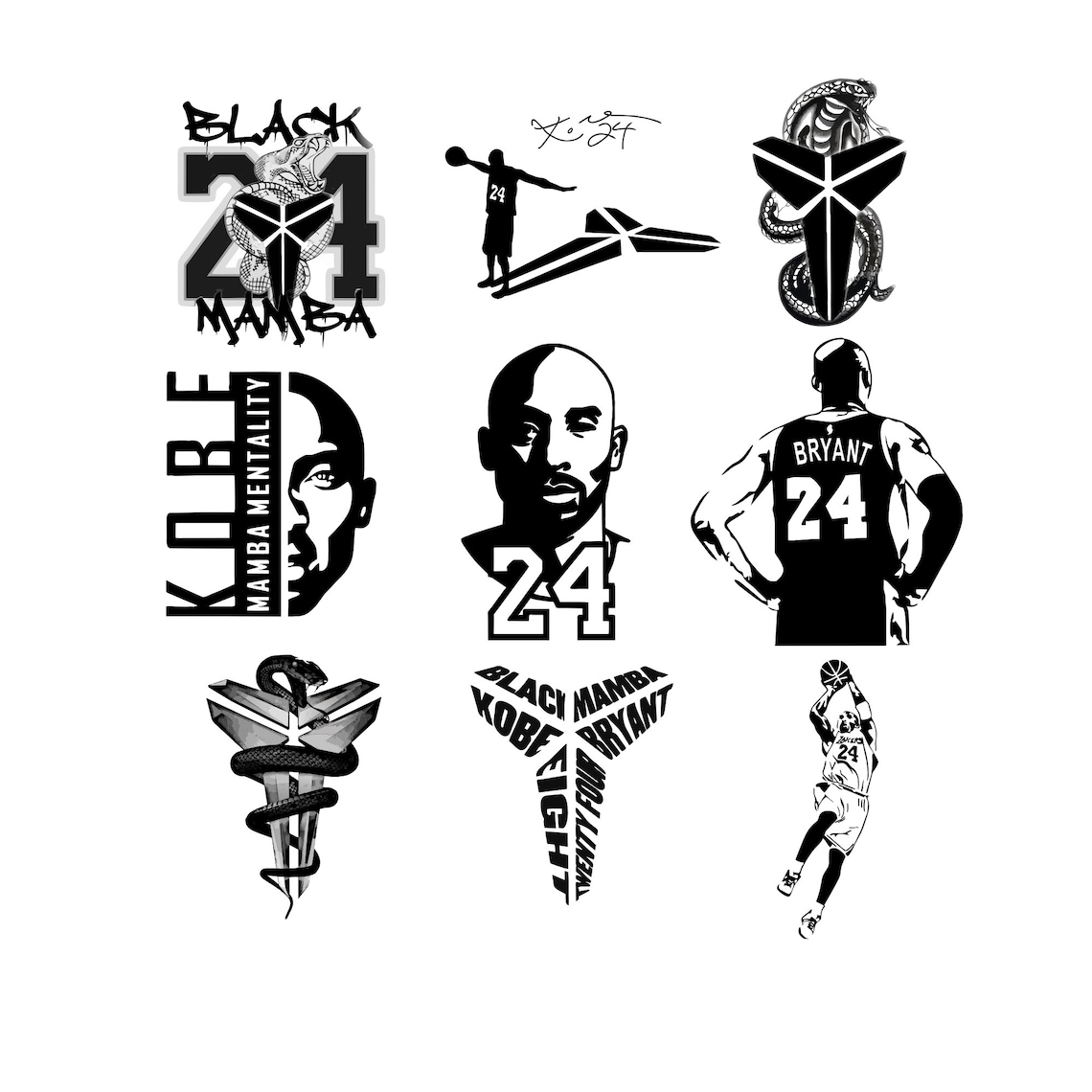 Pack Kobe Bryant SVG - PNG Instant Download Cricut Silhouette Iron on ...