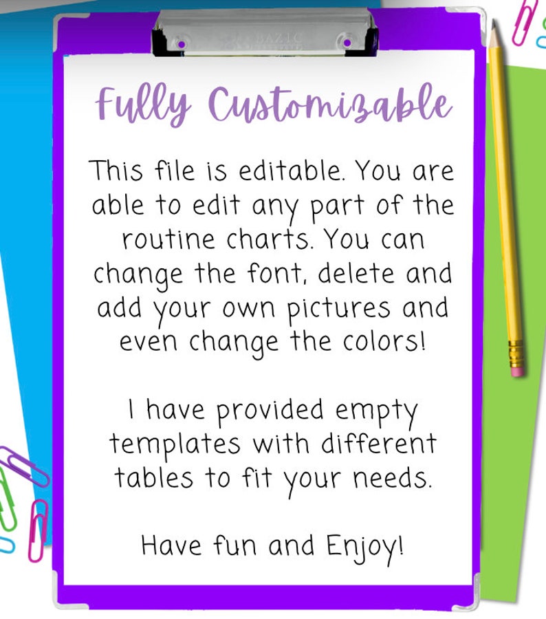 Editable Morning Routine Chart for Kids - Etsy