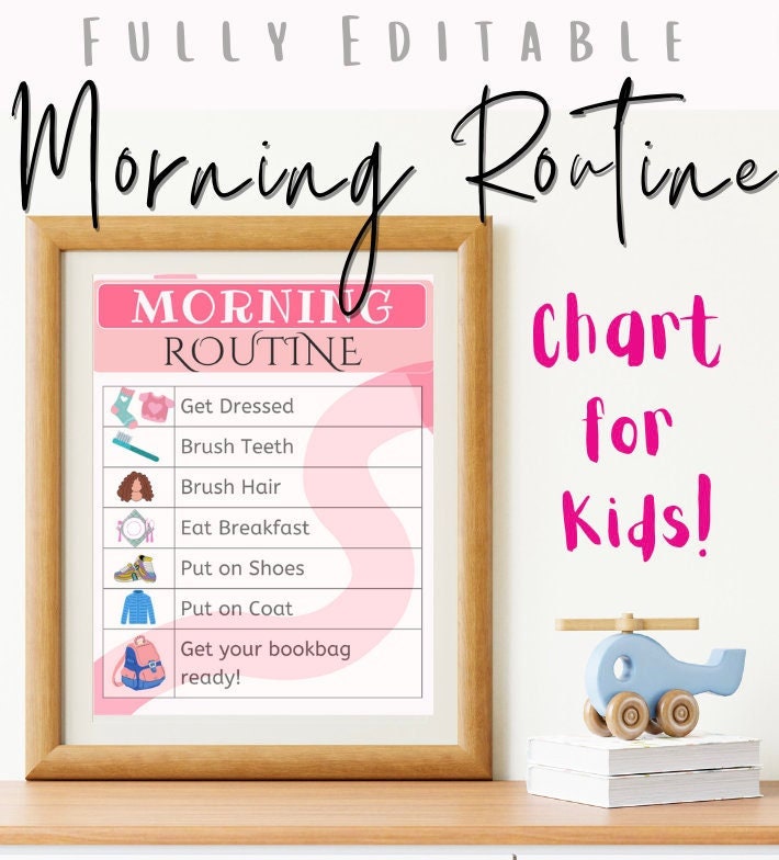 Editable Morning Routine Chart for Kids - Etsy