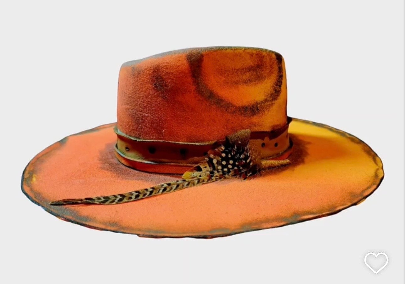 Orange Fedora Hat Fedora Hat Wide Brim Hat Flat Brim Stiff - Etsy