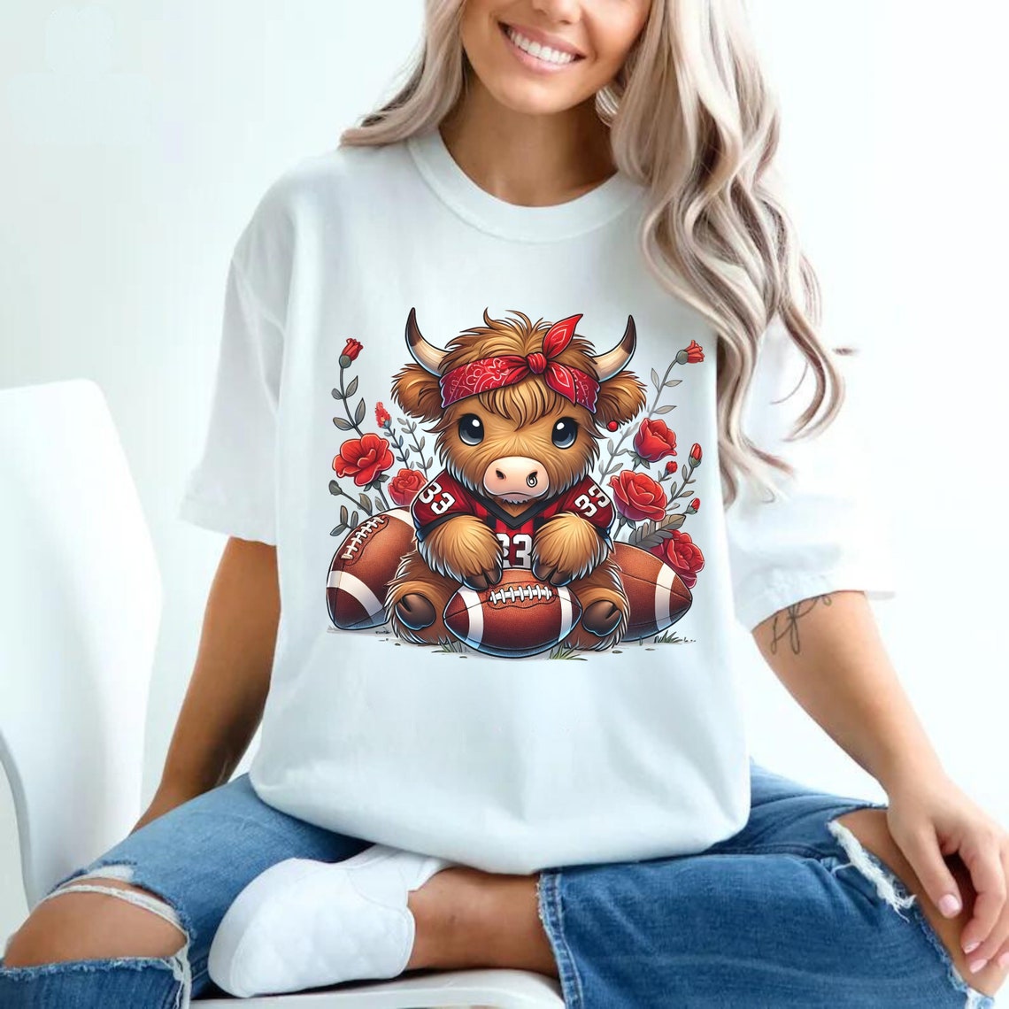 Football Season Highland Cow Shirt,comfort Colors® Cute Cow Shirt ...