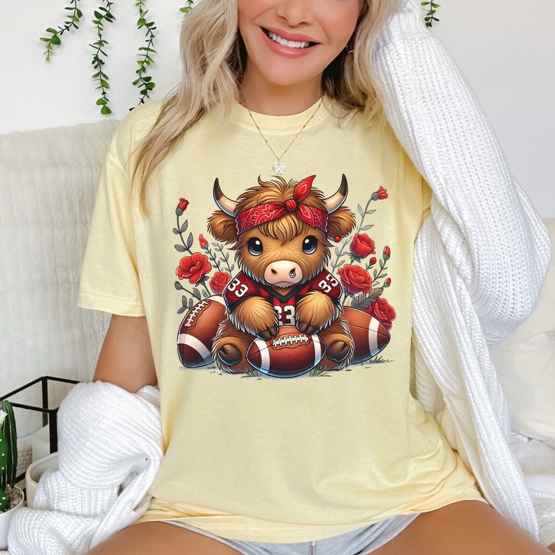 Football Season Highland Cow Shirt,comfort Colors® Cute Cow Shirt ...