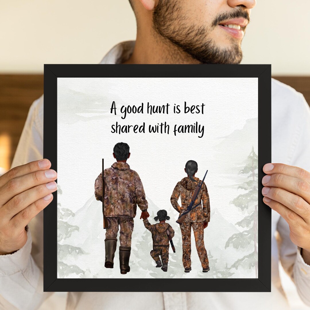 Personalized Hunting Family Portrait, Custom Hunter Family Portrait ...