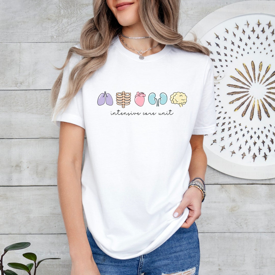 Intensive Care Unit Shirt, ICU Nurse Tshirt, Colorful Minimalist Cute ...