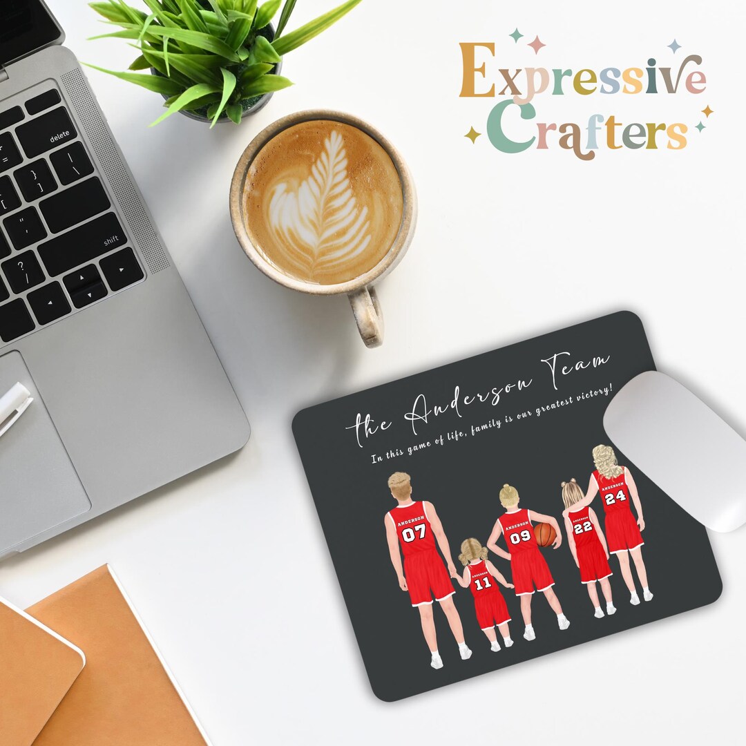 Personalized Basketball Family Mouse Pad, Custom Mouse Pad, Sports ...