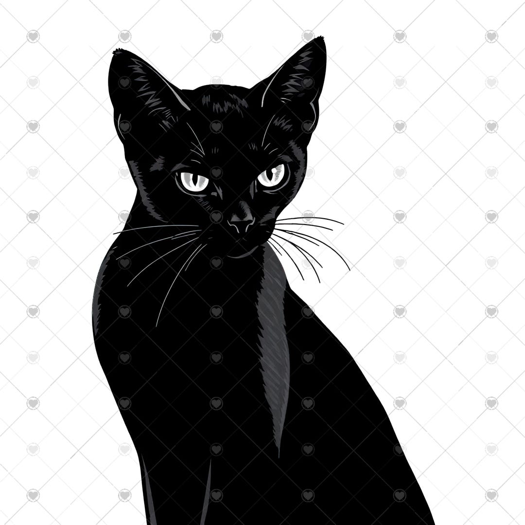 Black Cat Digital Art Print #001 | 300 DPI High-resolution PNG ...