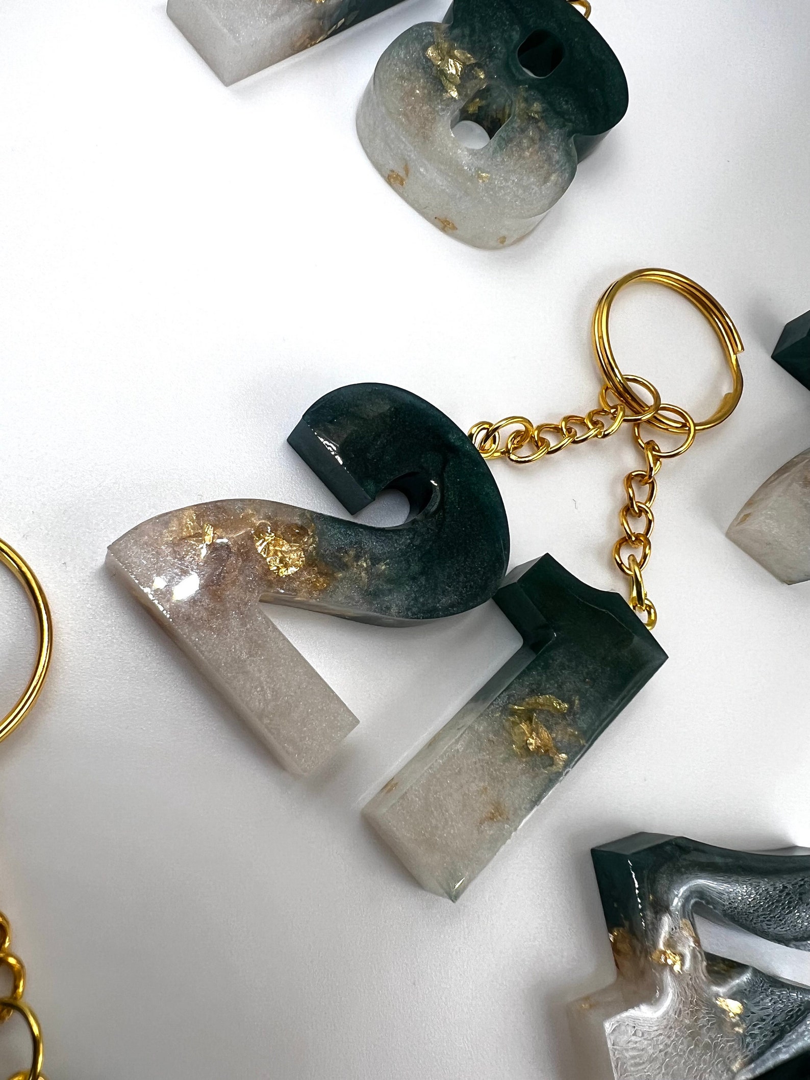 Personalised Resin Birthday Keyring Handmade Green Keychain for 16th ...