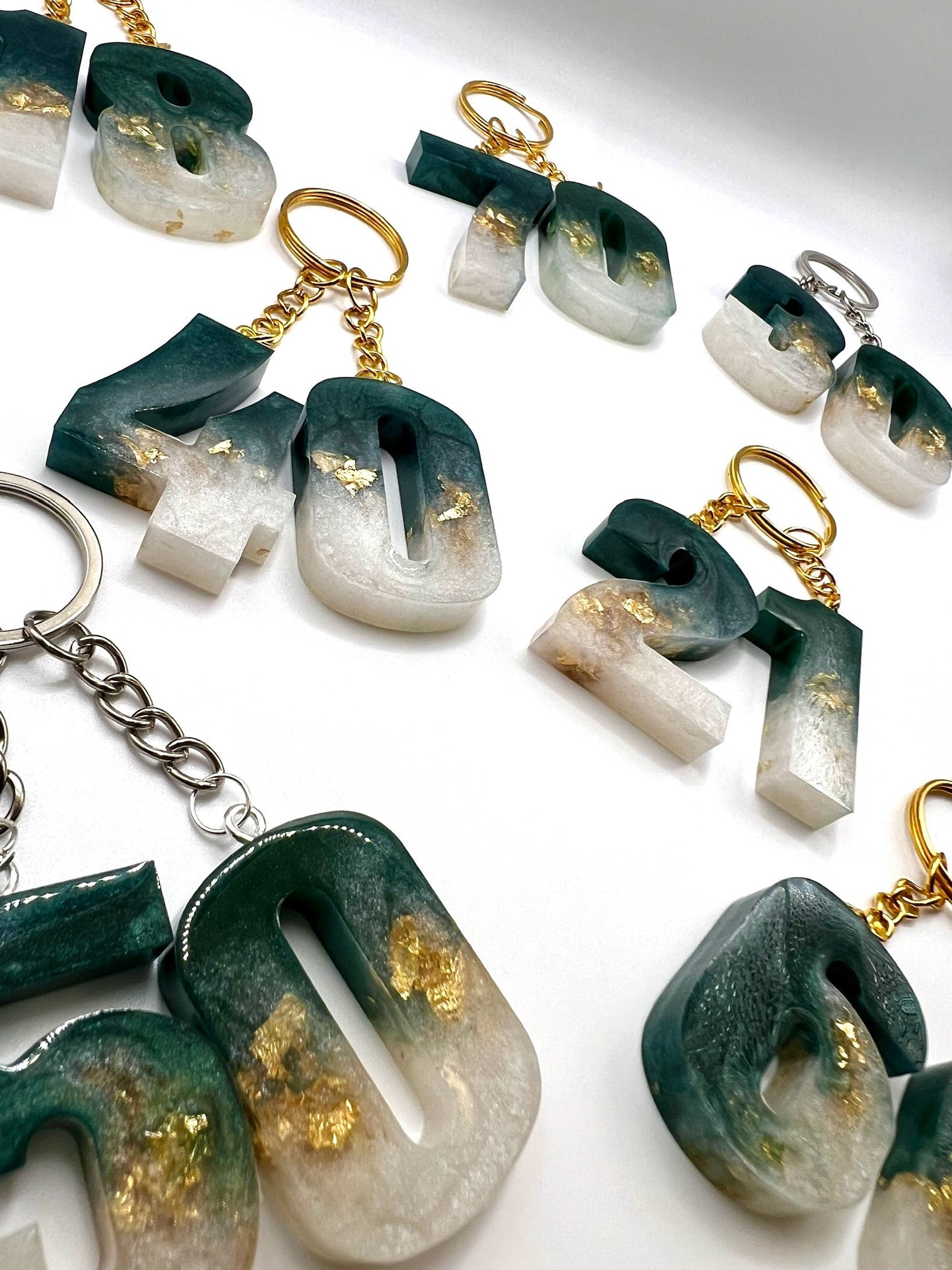 Personalised Resin Birthday Keyring Handmade Green Keychain for 16th ...