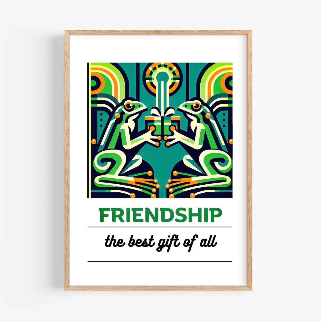 Retro Frog Poster Printable Green Poster Friendship Gift Frog Art Cute ...
